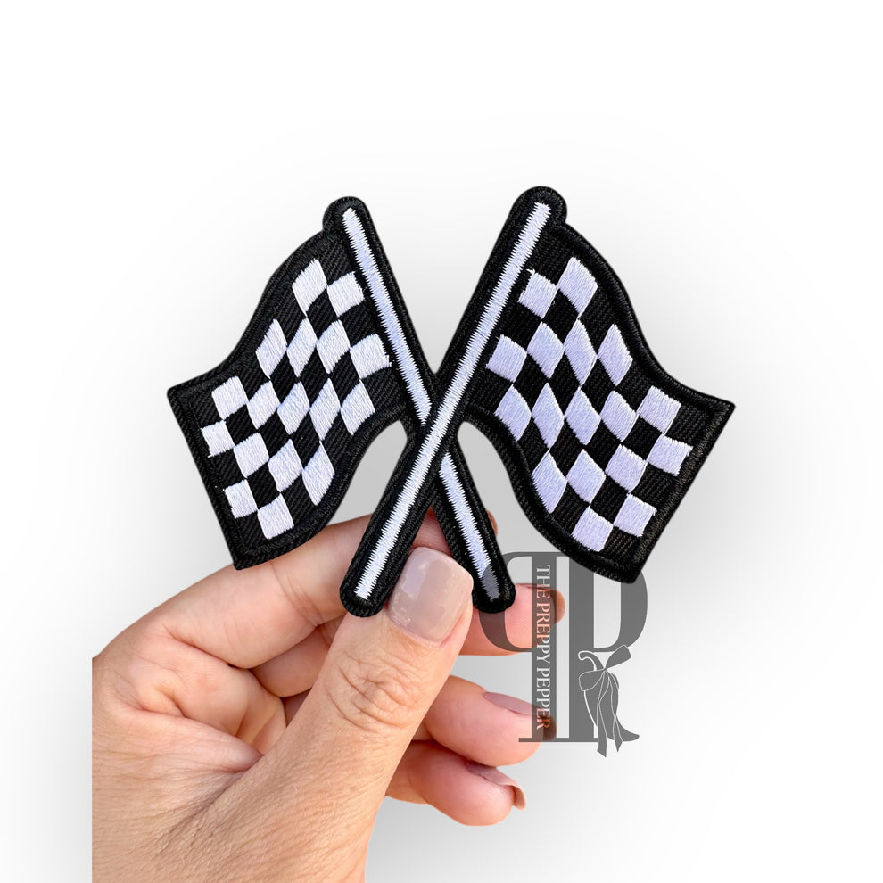 Black & white checkered flag patch – The Preppy Pepper